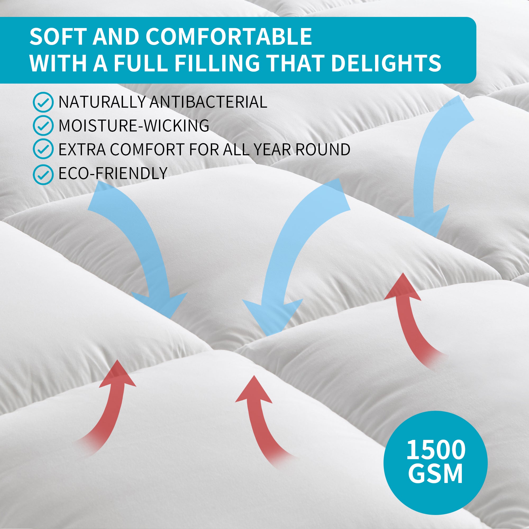 LINENOVA Luxury 10CM 1500GSM Bamboo Mattress Topper All Size